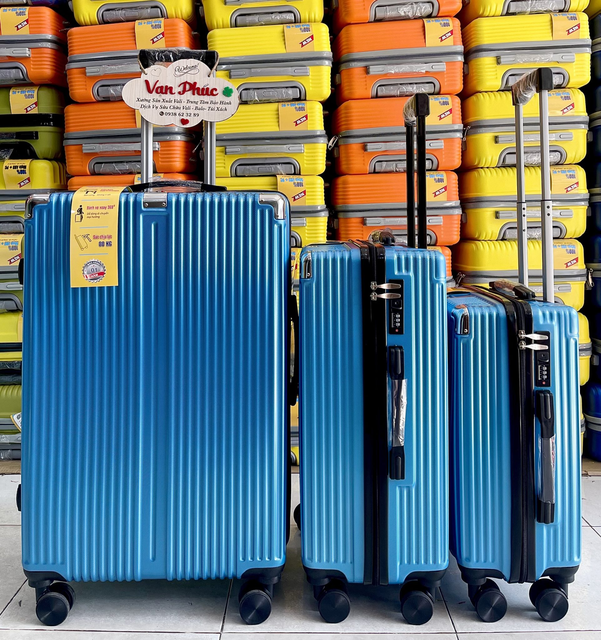 Vali du lịch size 20/24/28 Inch Xanh Ngọc nhựa ABS phủ màng PC - 037 ...